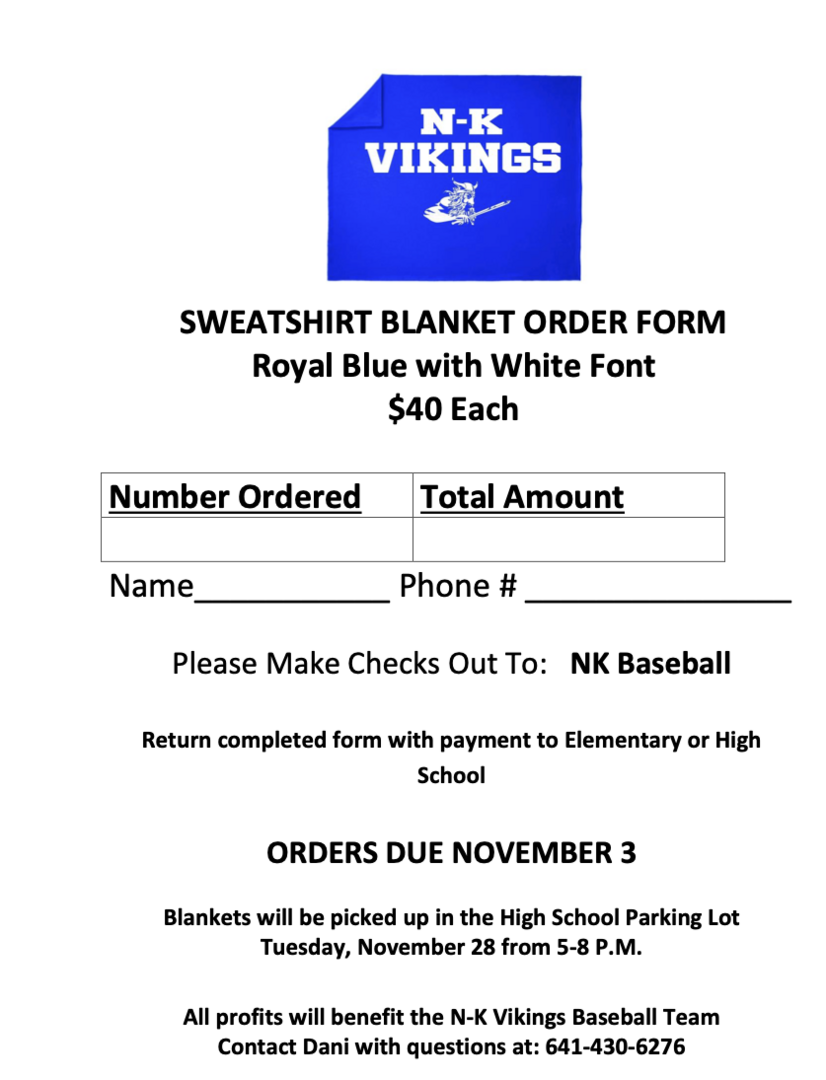 Northwood-Kensett - NK Blanket Order Form