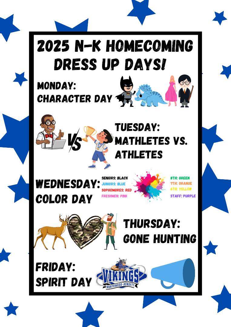 Northwood-Kensett - 2025 MS/HS Homecoming Dress Up Days